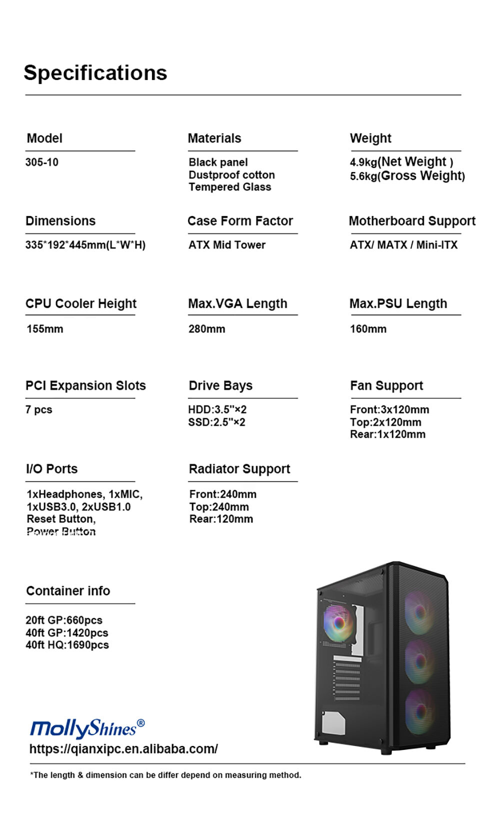 Factory 2024 Gamer Computer Case Support Rtx-3090 Pc Cases Customize ...