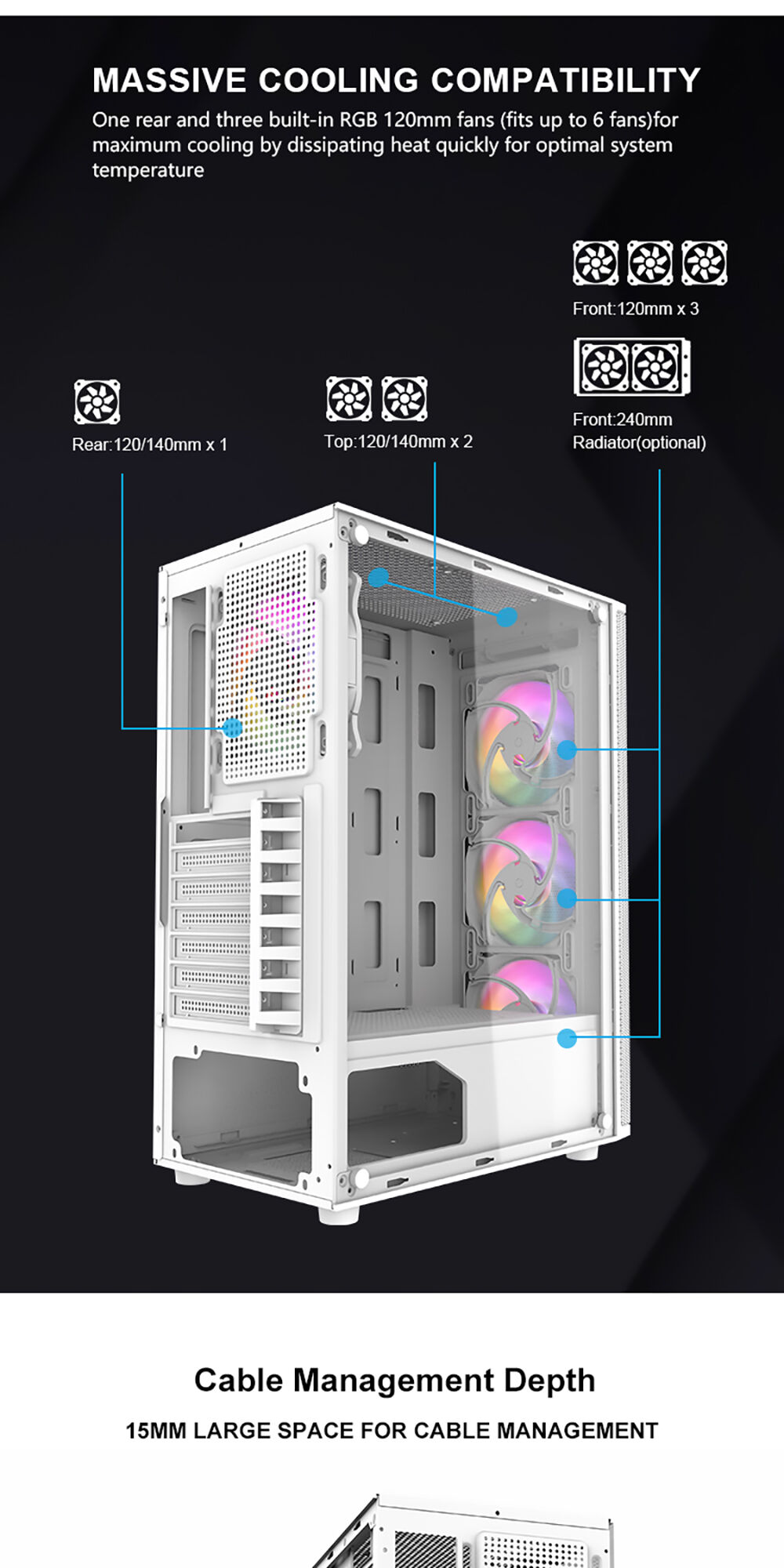 Atx Pc Tower Computer Cabinet Side Open Glass Window Mesh Front Panel ...