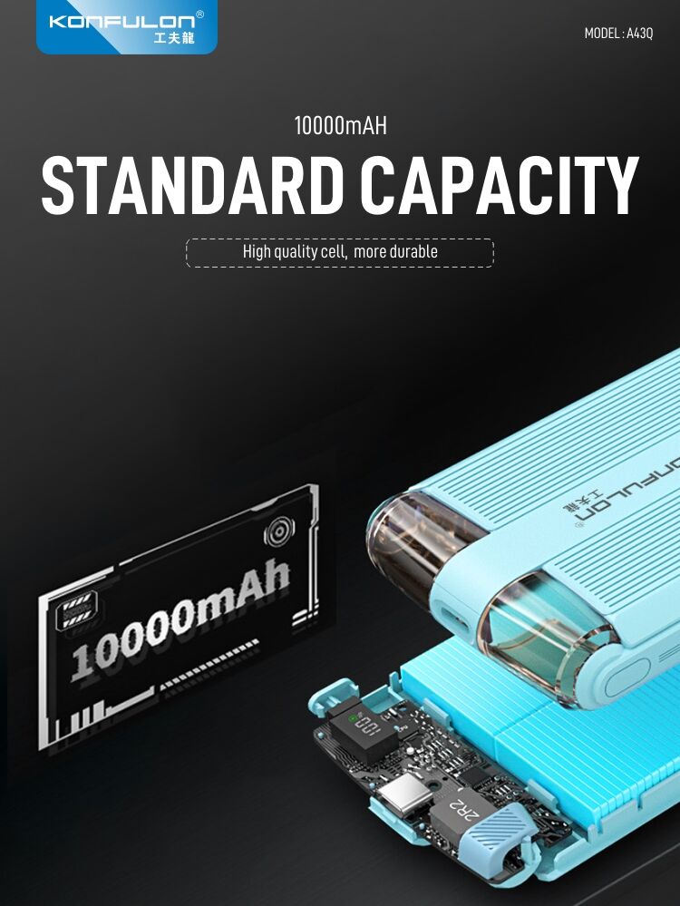 Konfulon Portable Charger Built In Cables Fast Charge,10000mah Power ...