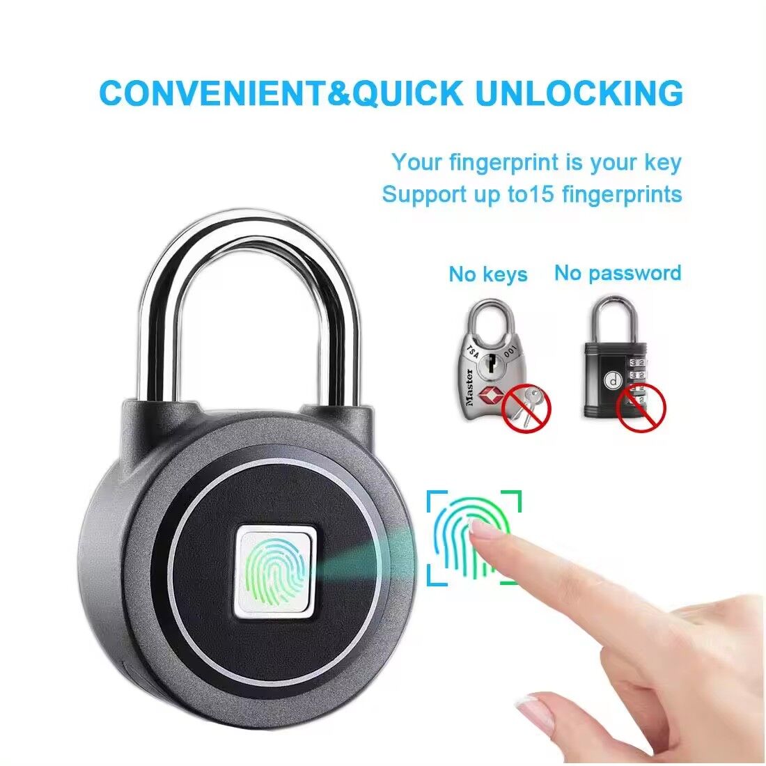 Wholesale Mini Recognitin Smart Fingerprint Lock Padlock Smart Kitchen ...