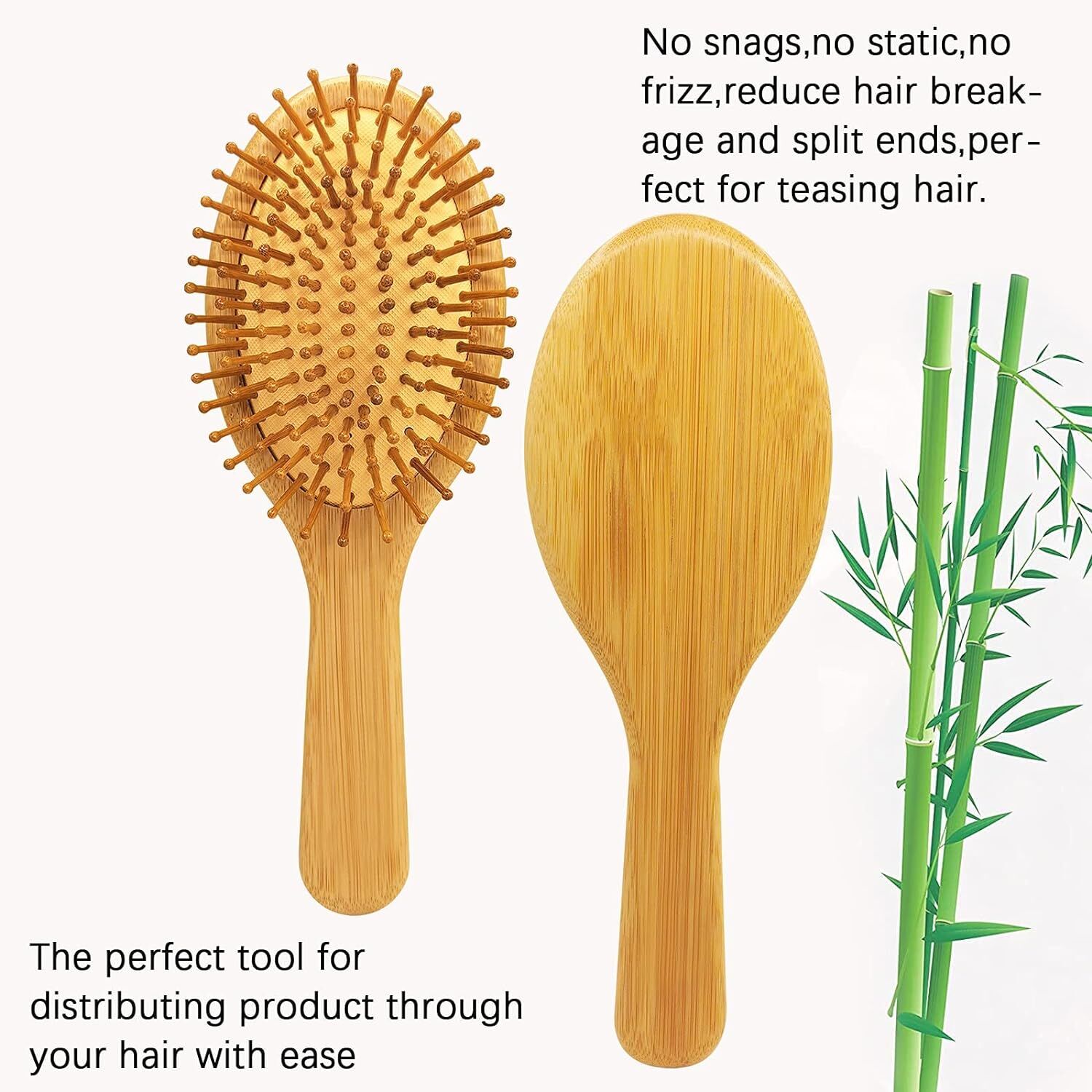Premium Bamboo Hair Brushes With Natural Bamboo Bristles,eco-friendly Bamboo Combs Ladies Men ...