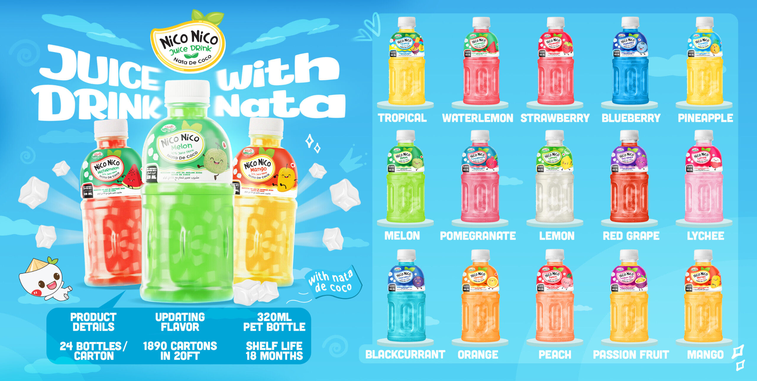 320ml Mango Juice With Nata De Coco Private Label Nico Nico Premium ...