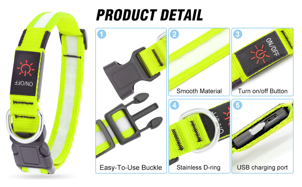 Rechargeable Super Bright Safety Light Glowing Collars For Dogs Led Dog ...