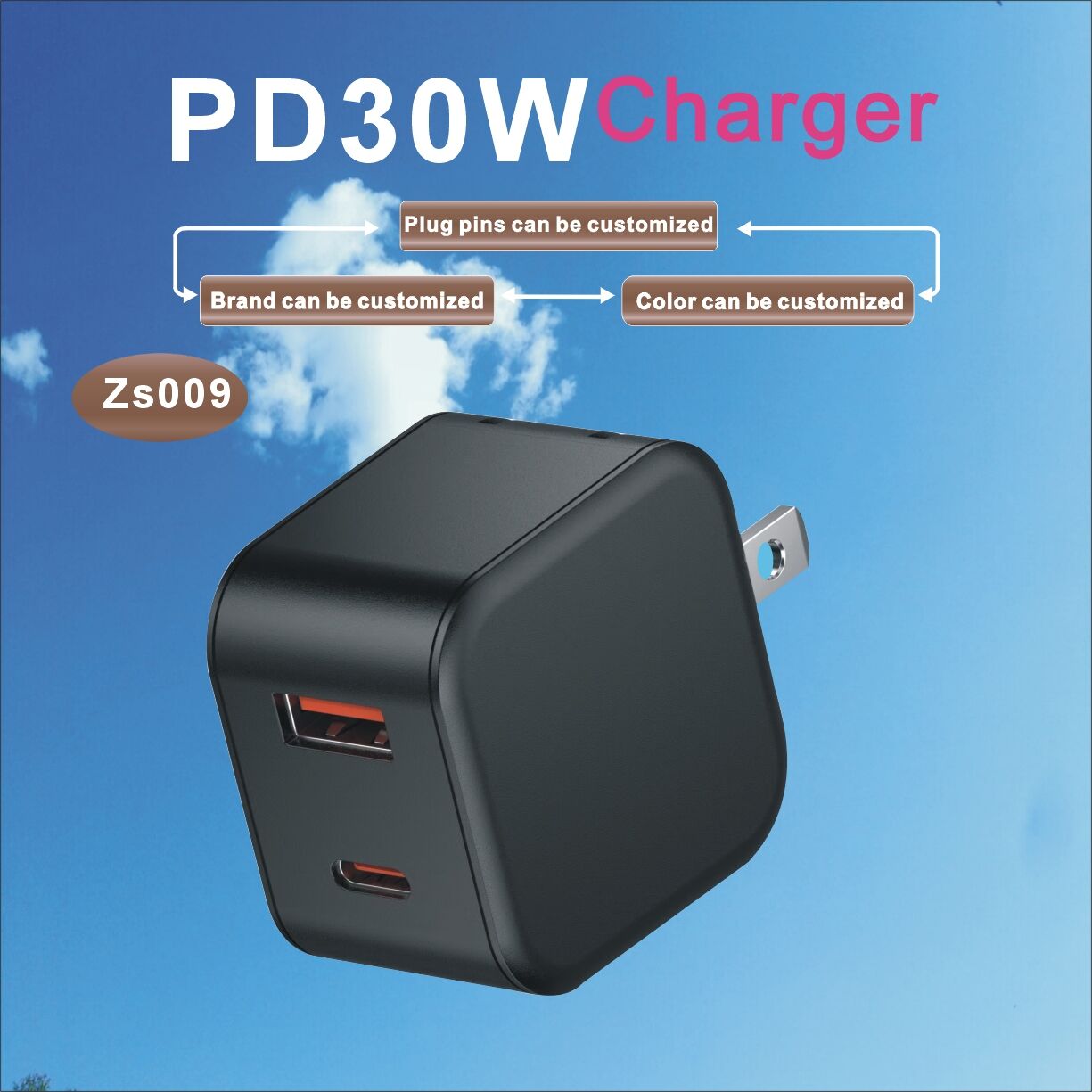 Gan Multi-color Appearance Pd30w Mobile Phone Charger 1 Usb-a 1 Ttype-c ...