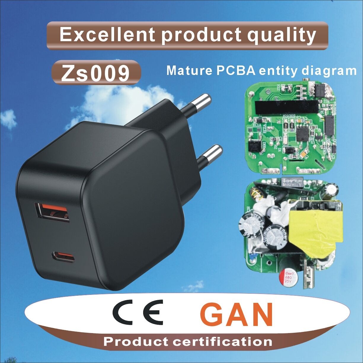 Gan Multi-color Appearance Pd30w Mobile Phone Charger 1 Usb-a 1 Ttype-c ...