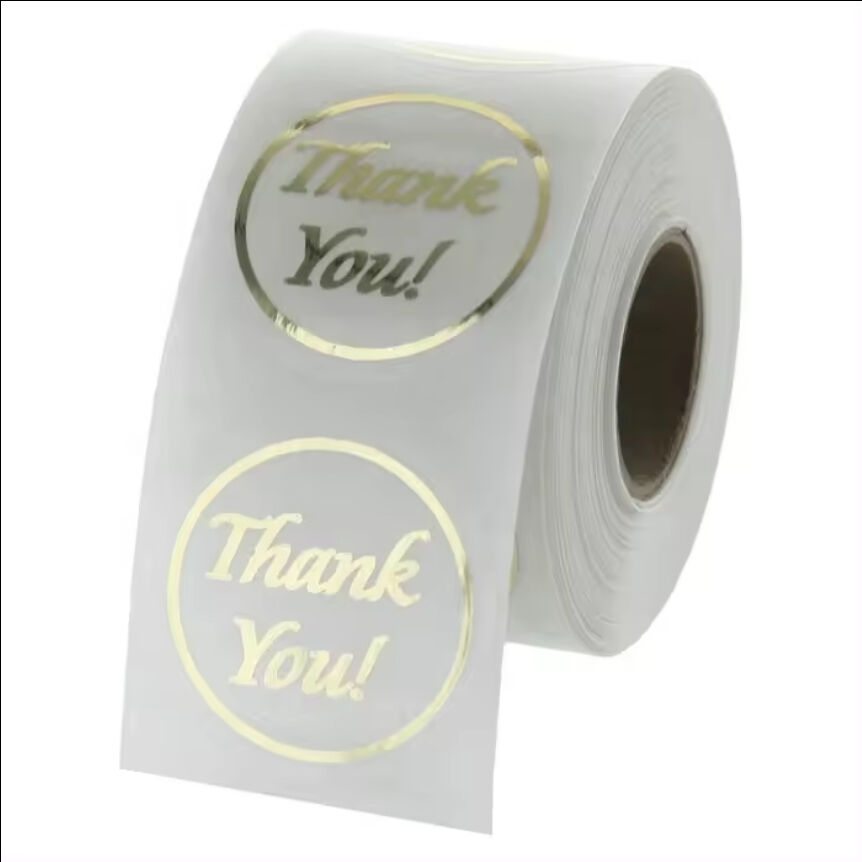 Glossy Sticker Vinyl Adhesive Label Gold Foil Customised Logo Sticker ...