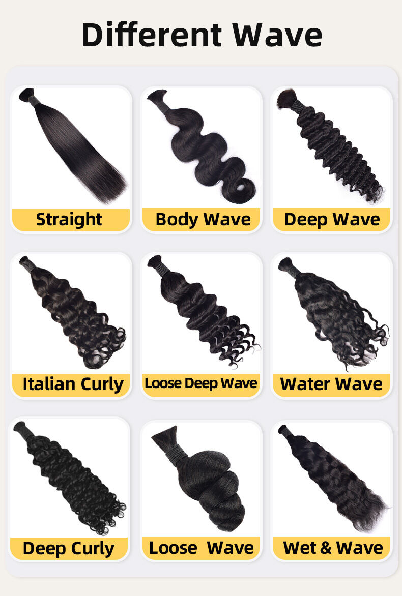 Deep Wave Human Hair Bulk Natural Unweft Hair Bundles Unwefted Human ...