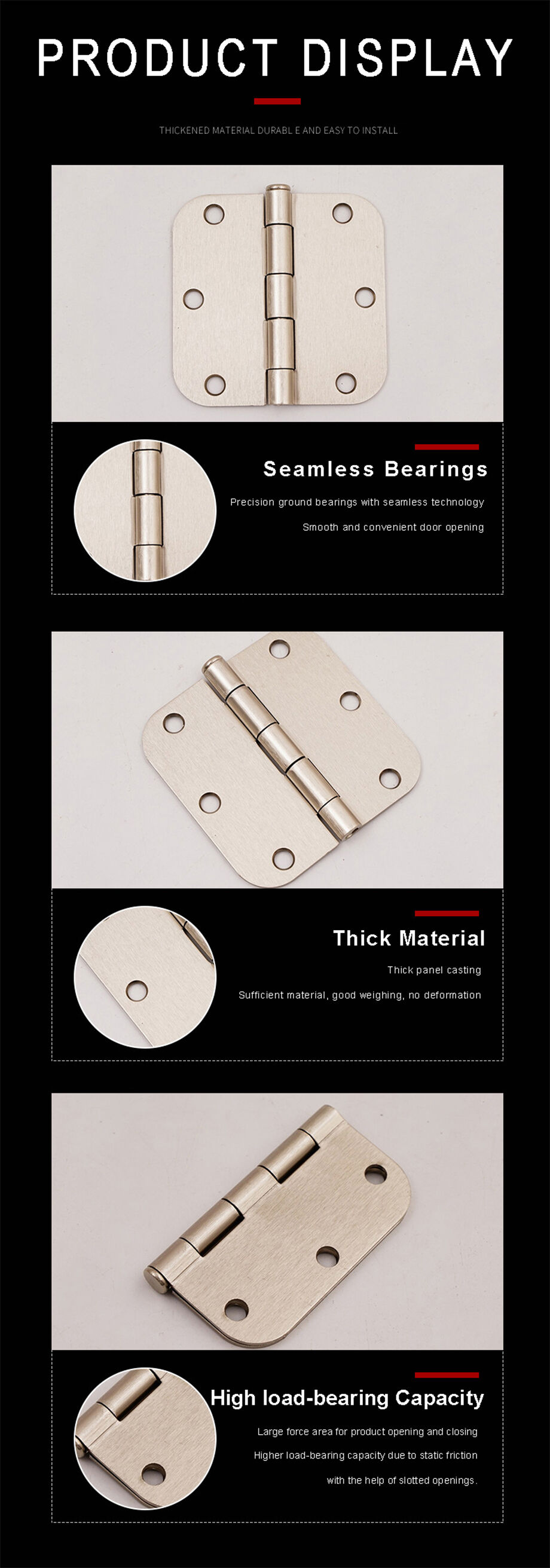 Door & Window Hardware Iron Small Hinge Rounded Corners 3.5 Inch North ...