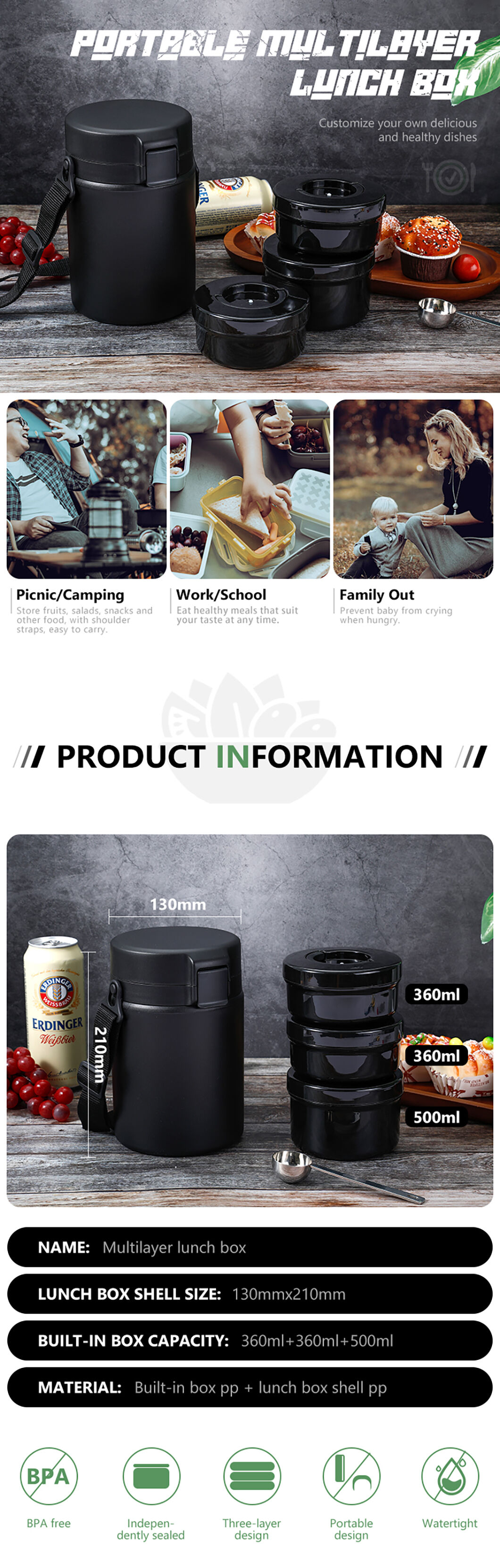 Wholesale Odm 1220ml 1470ml Double Wall Stainless Steel Insulated Food ...