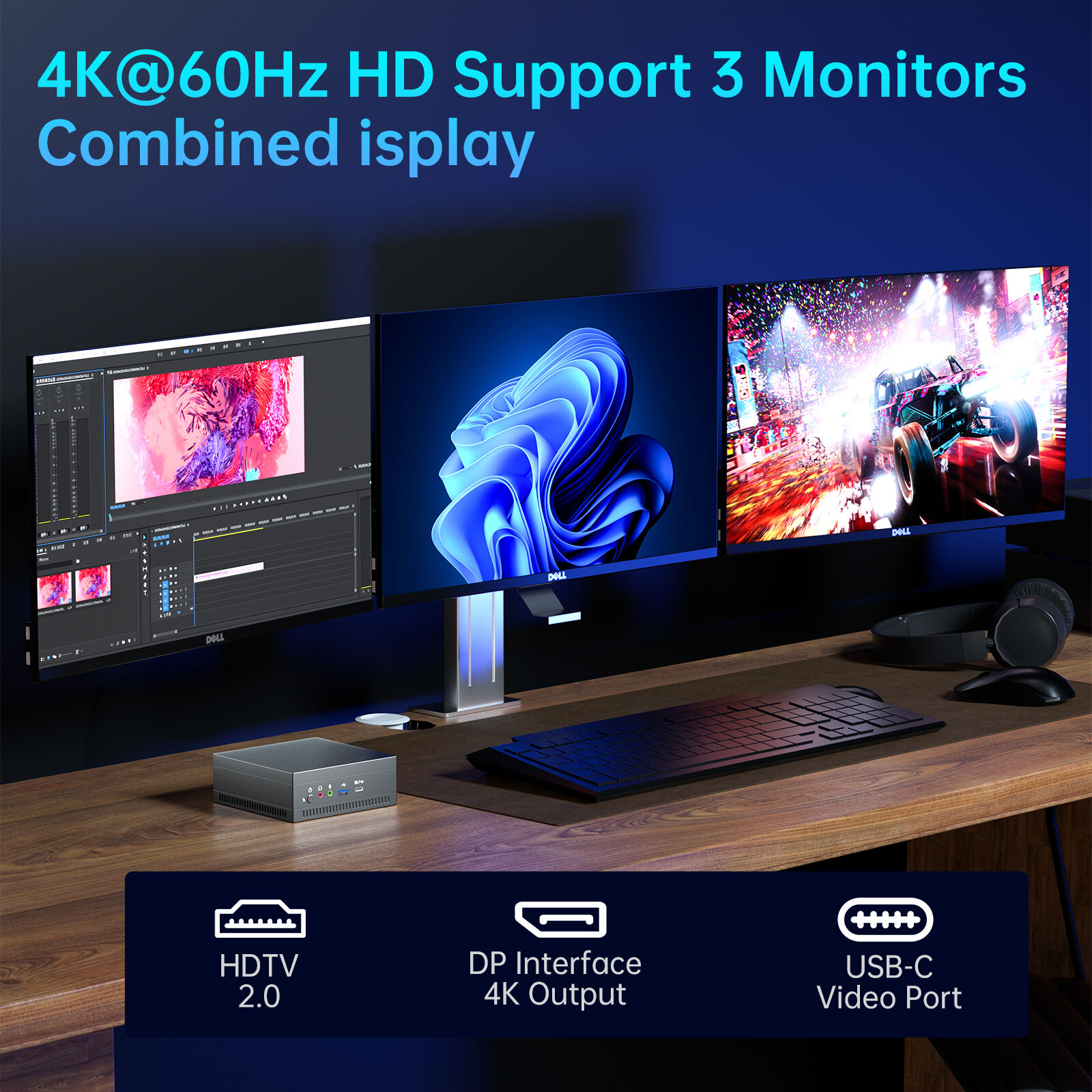 High Performance Cpu Ryzen 7 3750h Gaming Mini Pc With 3 Output Hdmi 2 ...