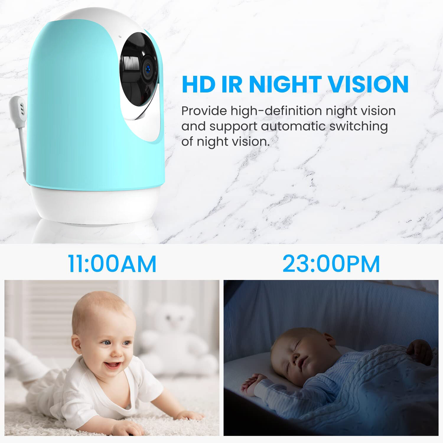 Baby Monitor With Camera Cry Detection Lullaby Temperature Sensor Baby ...