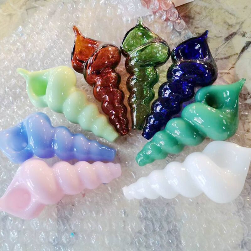 Retail In Stock L11cm Milk Pink Color Conch Styletobacco Smoking Hand Pipesmoking Glass Hand