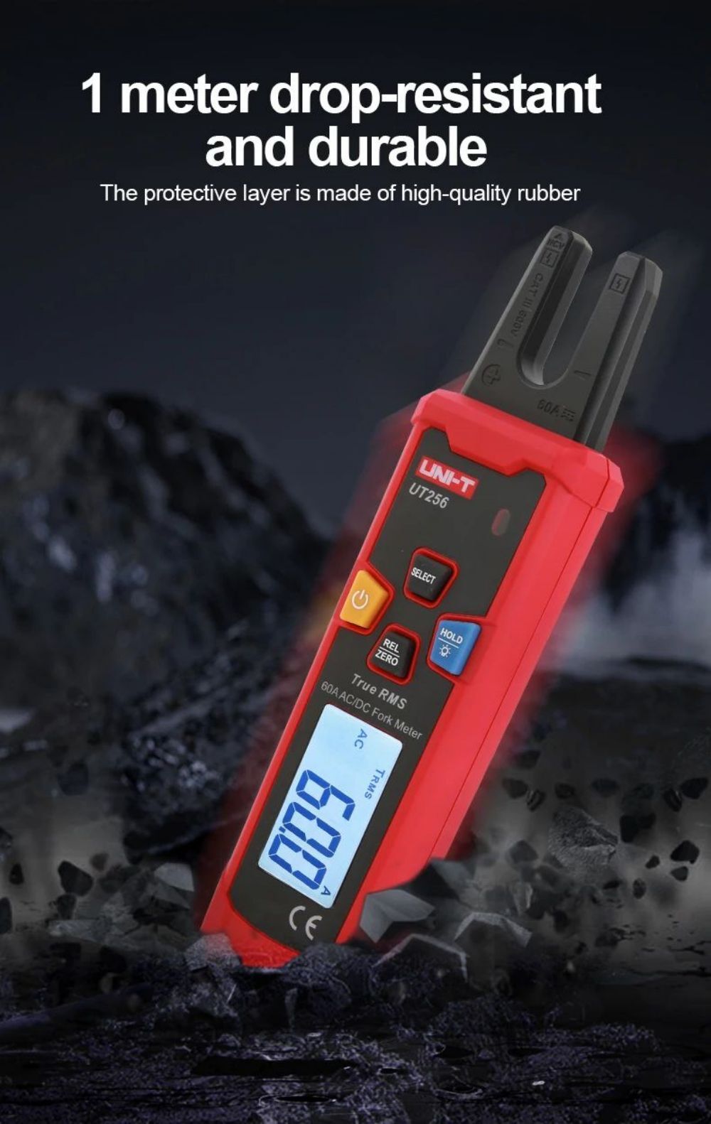 Ut256 60a Ac/dc Fork Meter/true Rms Auto-range Digital Clamp Ammeter ...