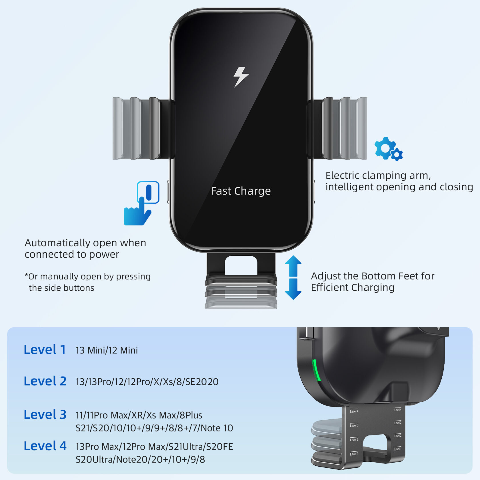 Oem Factory Price Fast Charging Dual Coils Automatic Wireless Car ...