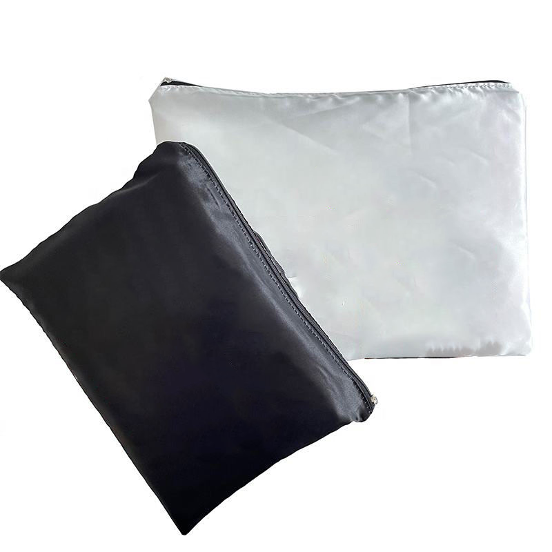 Custom Silk Makeup Bag Zipper Cosmetic Packaging Satin Bag, Satin ...