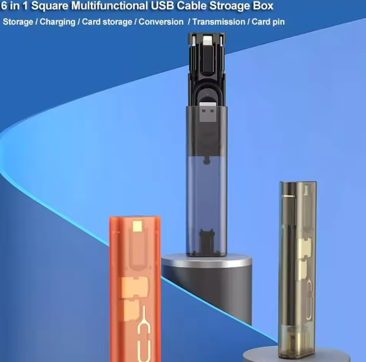 Creative 6 In 1 Cable Storage Box Multi-function Type C Micro Usb ...