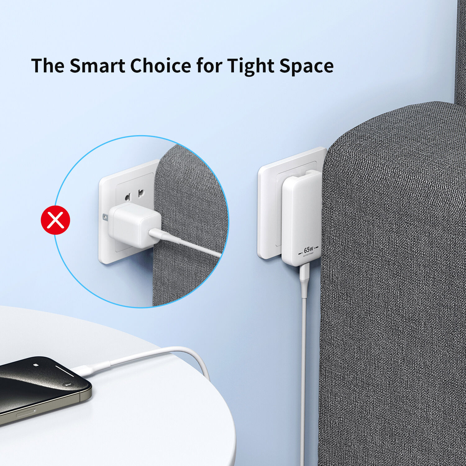 Factory Price,sunlike Slim Gan 65w Wall Charger,us,uk,eu Plug Adapters ...