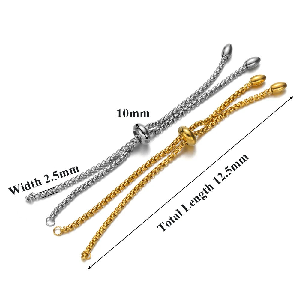 3pcs Stainless Steel Box Chain Adjustable Bracelet Connectors For Diy ...