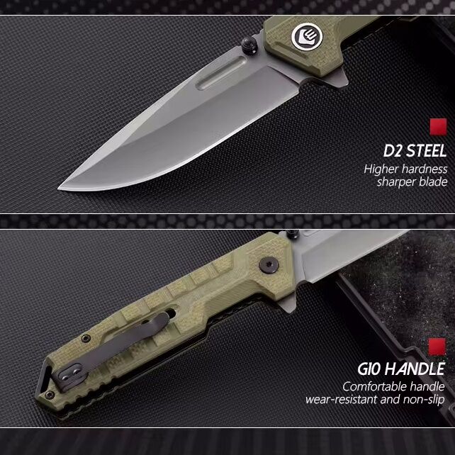 High Quality Folding D2 Steel Blade Hunting Survival Camping Tactical ...