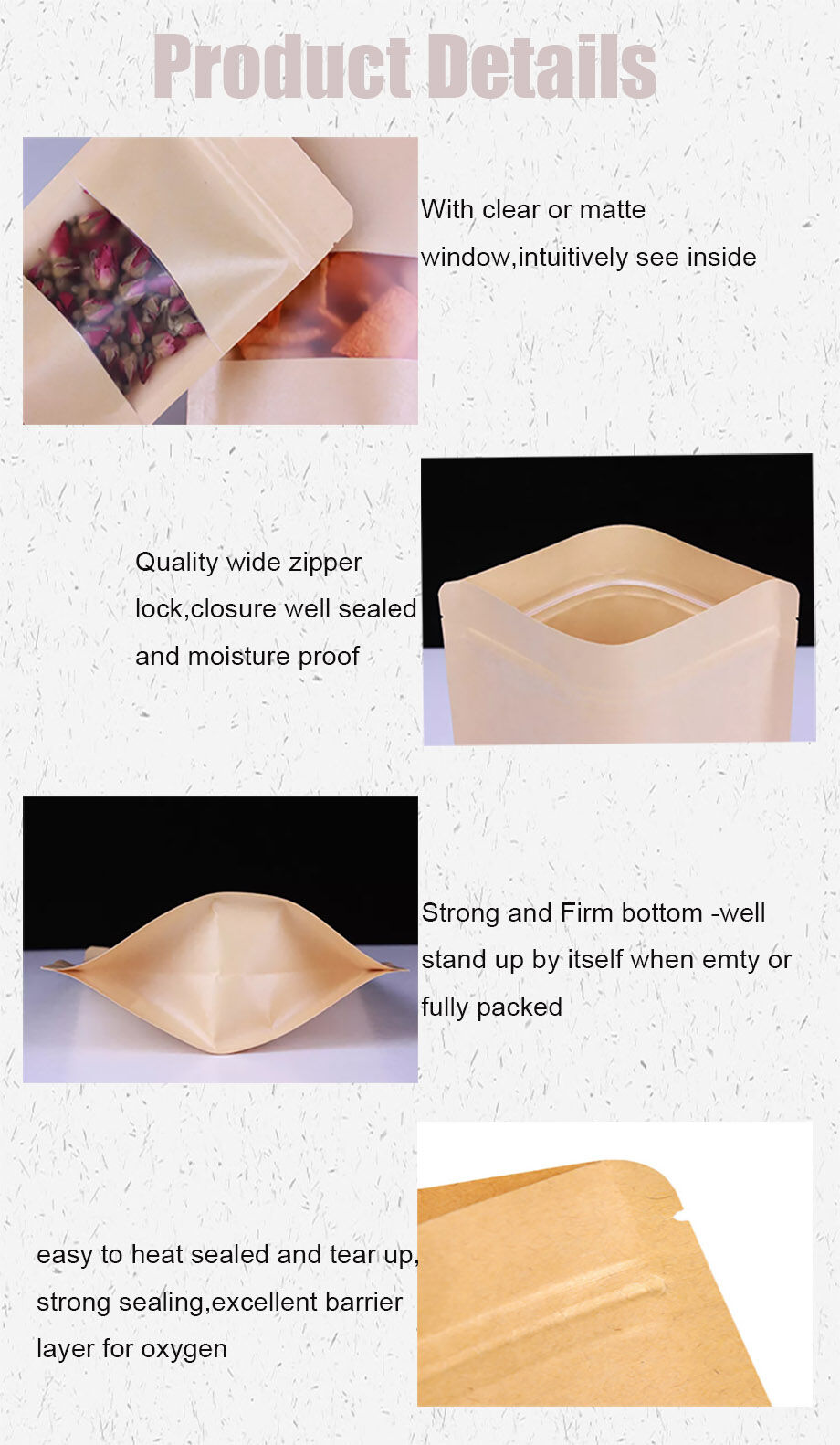 Cheap Small Kraft Paper Pouches Standing Up Pouches Food Packaging ...