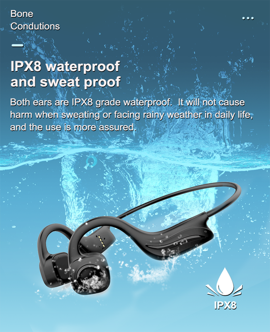 Bone Conduction Swimming Headphones Wireless Underwater Headsets With ...