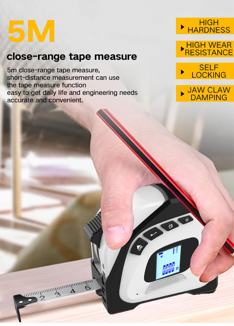 2 In 1 40m Electronic Measuring Tape Lcd Display Laser Digital Range ...