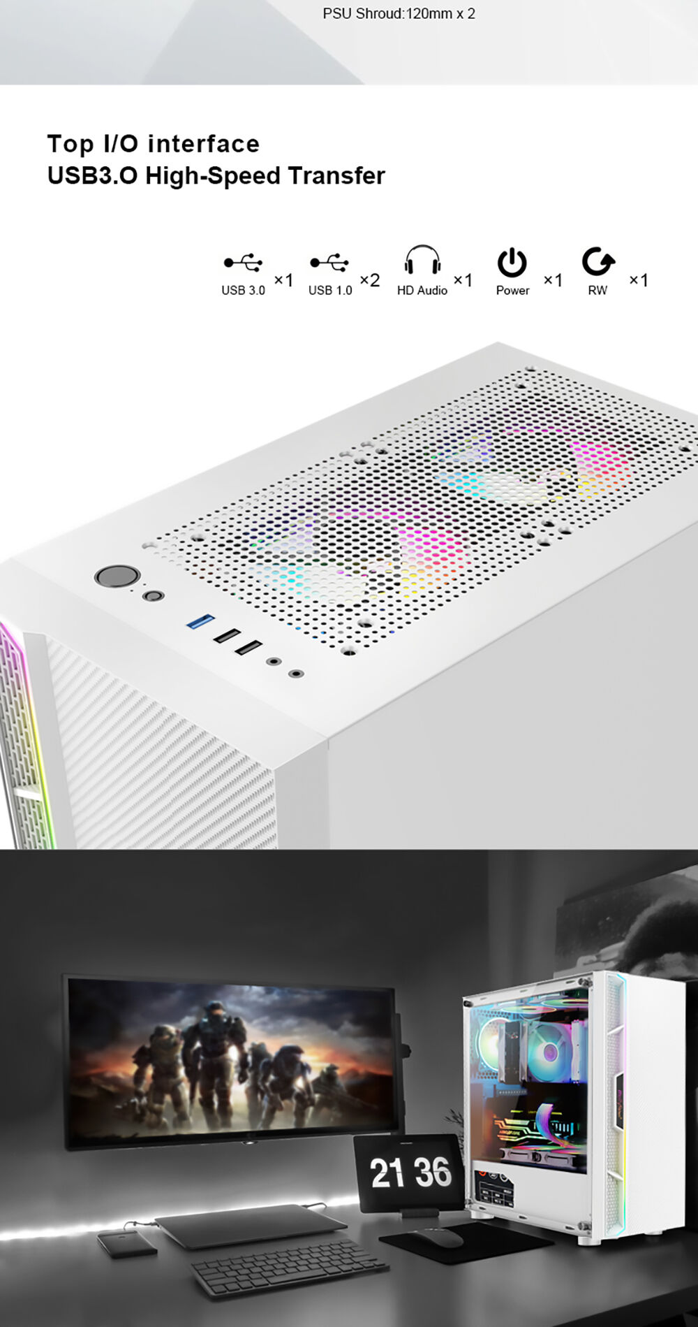 2024 Factory Oem Tempered Glass Office Computer Cases Pc Cases Desktop ...