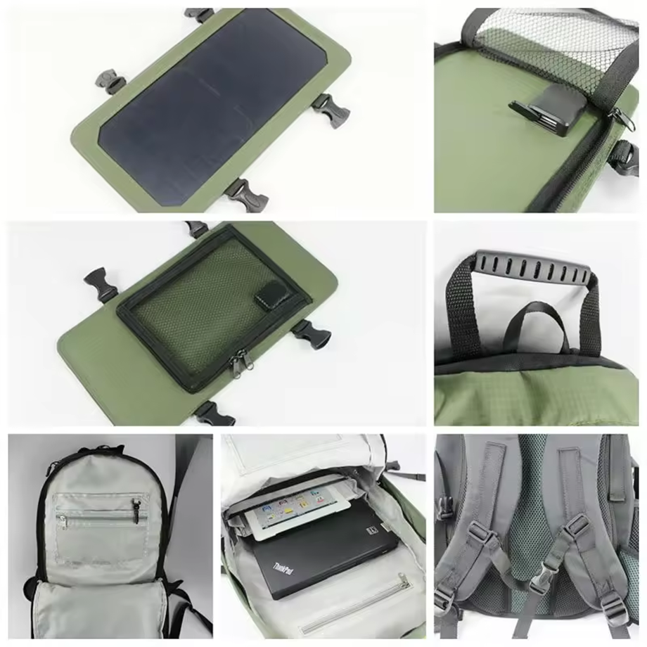 Solar Polyester Waterproof Hiking Solar Panel Backpack With Usb Charger ...