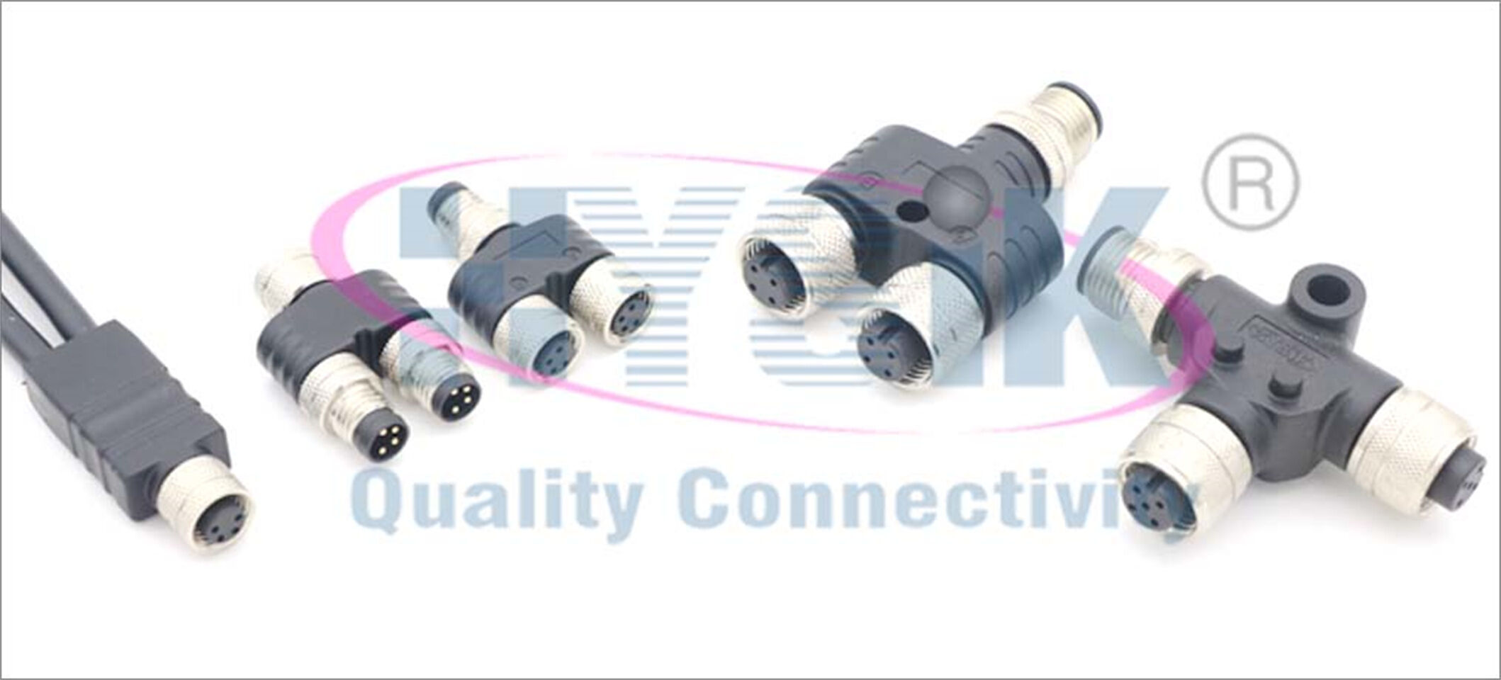 M12 Tee Connector Waterproof Ip67 M12 T-connector Male To Dual Female 3 ...