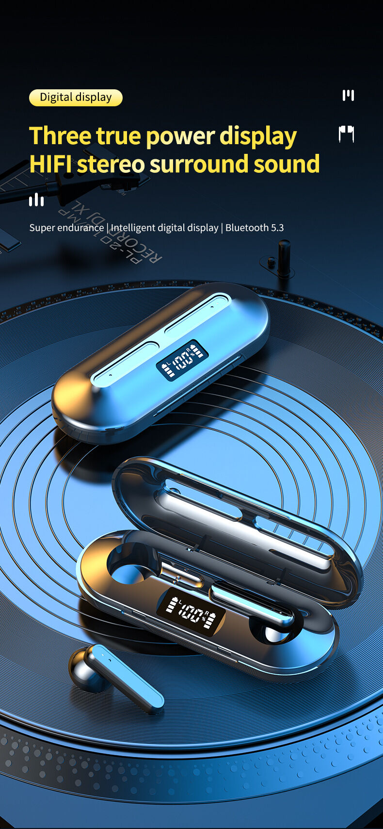 Led Display Handsfree Bt V5.2 Touch Control Tws Wireless Earbuds Noise ...