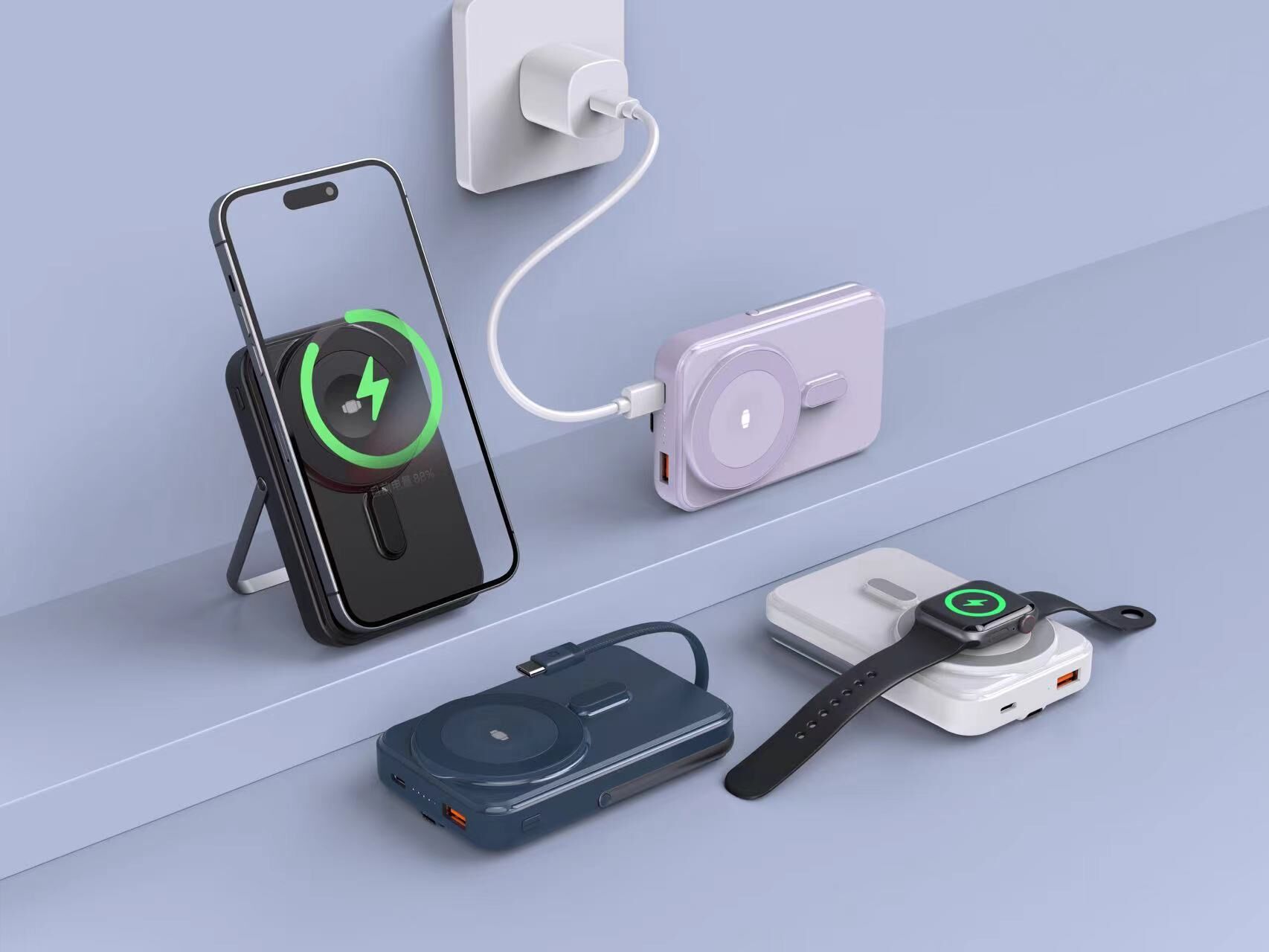10000mah 3 In 1 22.5w Super Fast Charging Magnetic Wireless Power Bank ...
