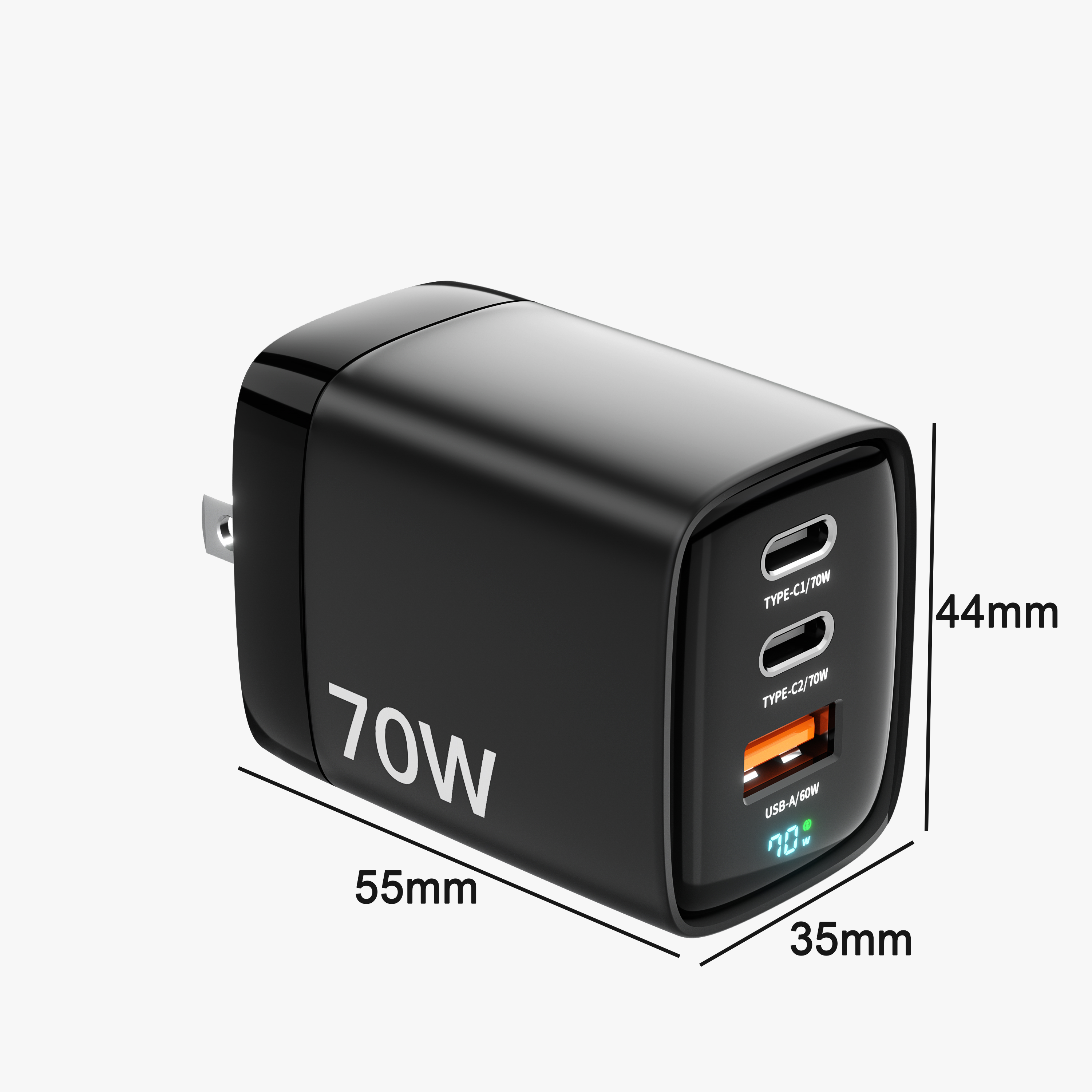 70w Pd Chargers Digital Display Mobile Phone Adapters Universal Gan ...