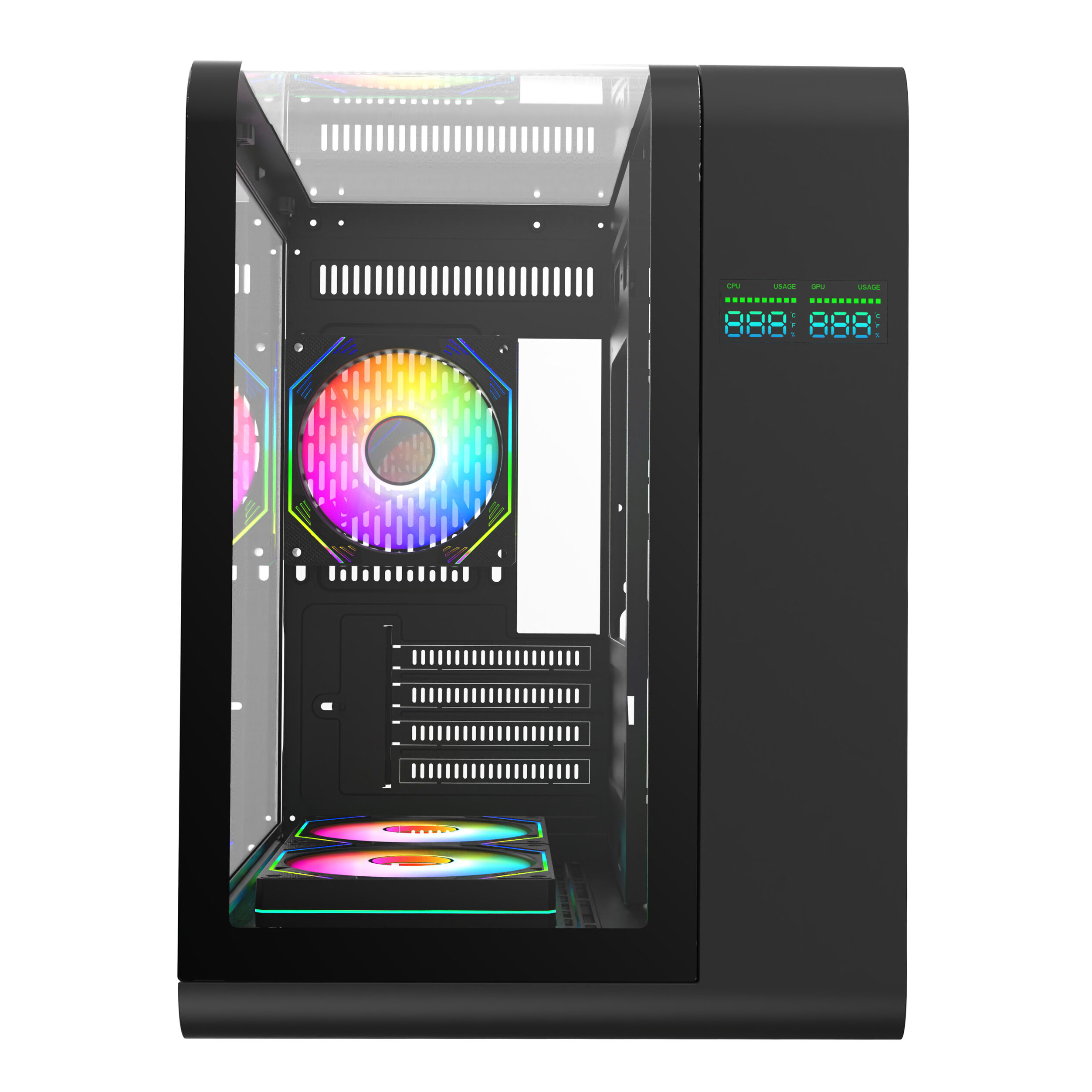 Top & Front Curve Glass Panel Pc Case M-atx Gaming Computer Case ...