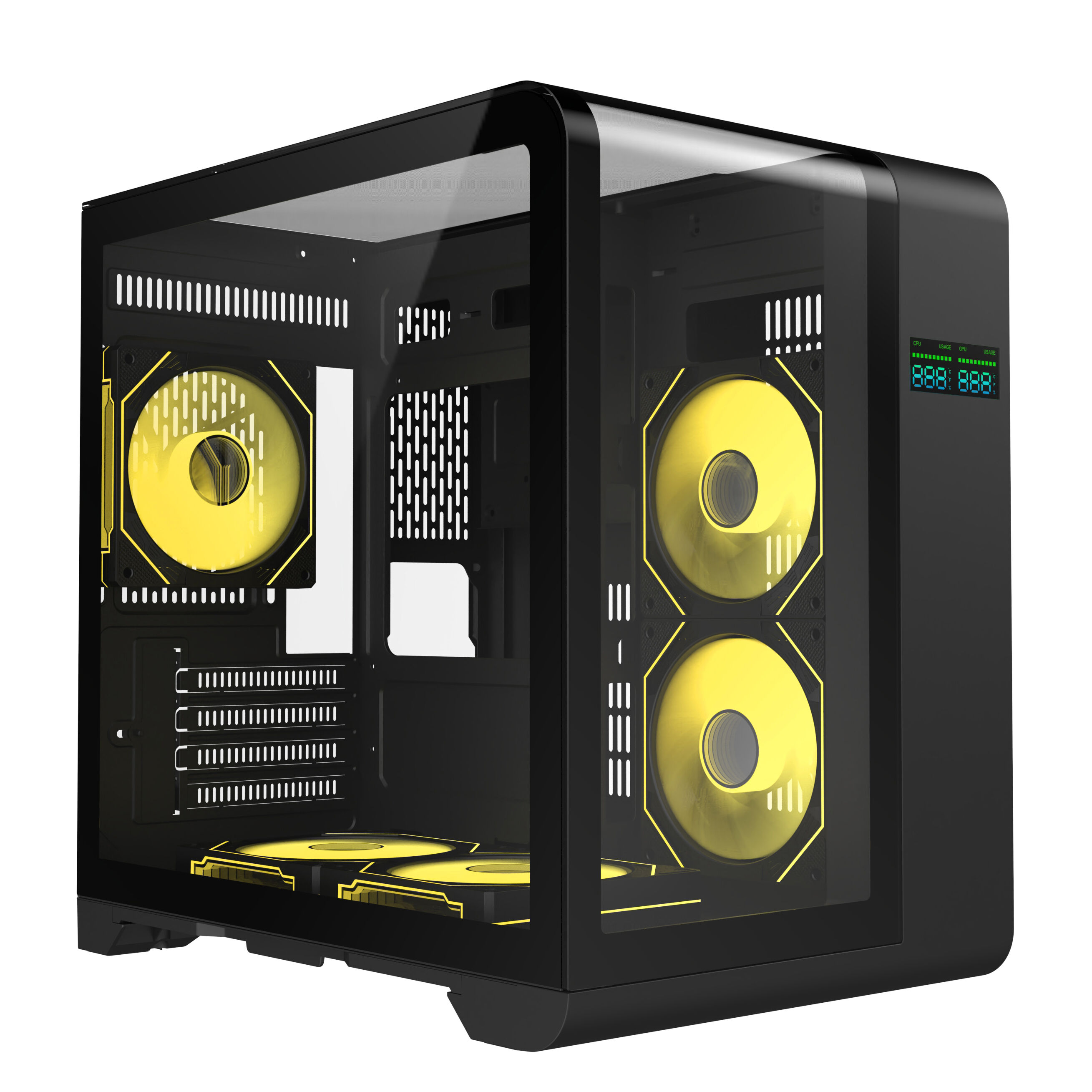 Top & Front Curve Glass Panel Pc Case M-atx Gaming Computer Case ...