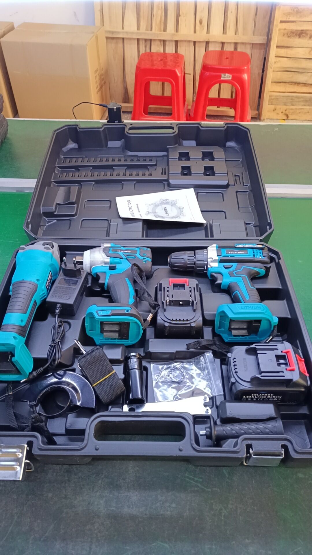 Brushless Lithium Electric Tool Set, Lithium Impact Drill Angle Grinder ...