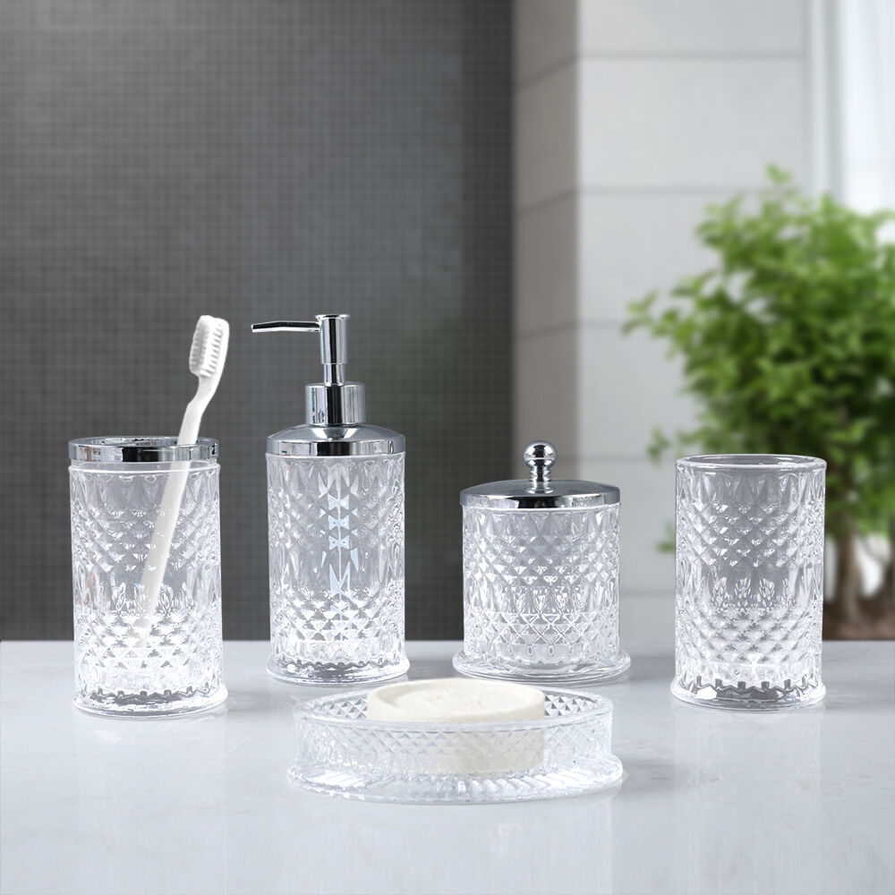 Buy China Wholesale Diamond-shaped Clear Glass Bath Set & Bathroom ...