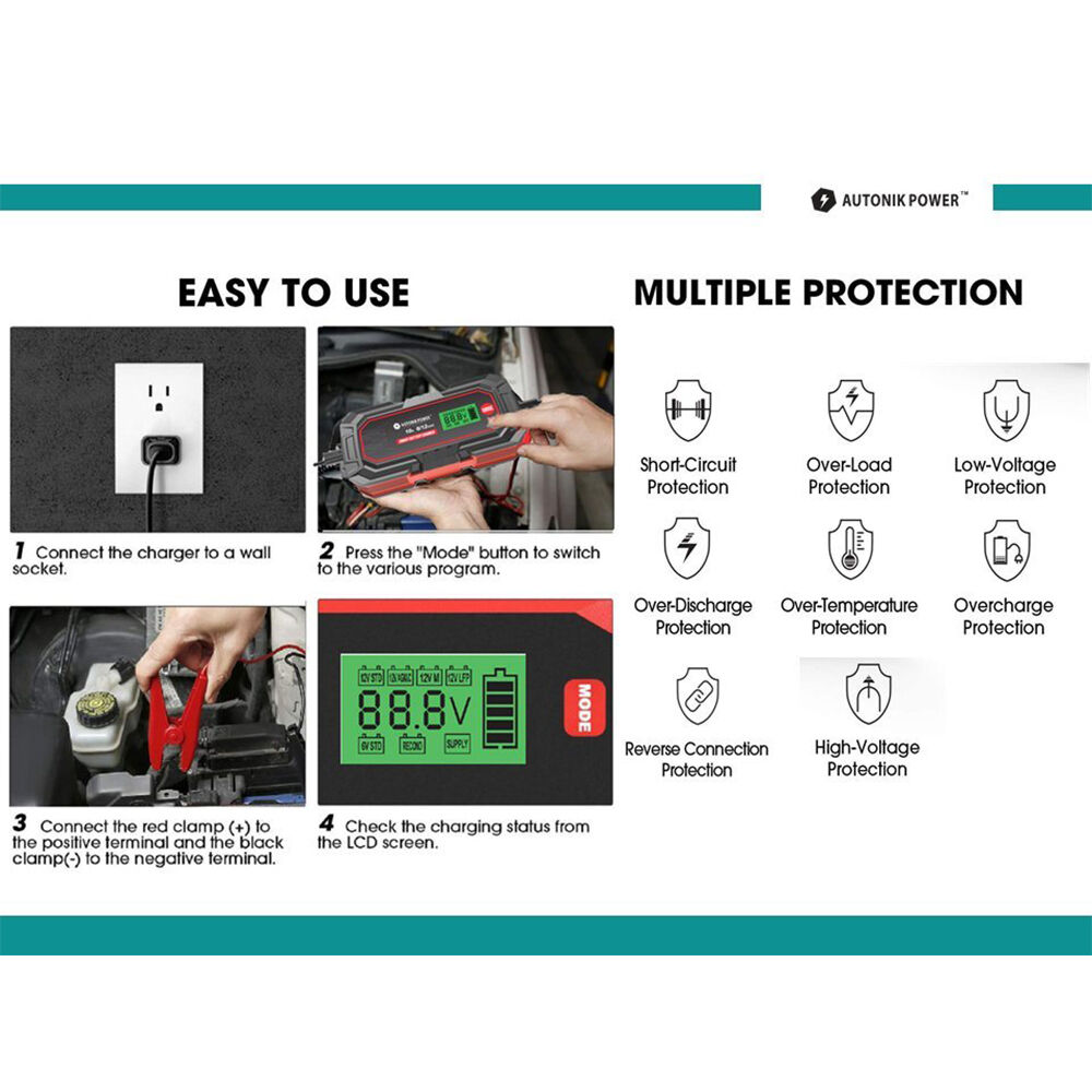 2024 High Quality 4a 6/12v Automatic Portable Car Battery Charger Multi ...