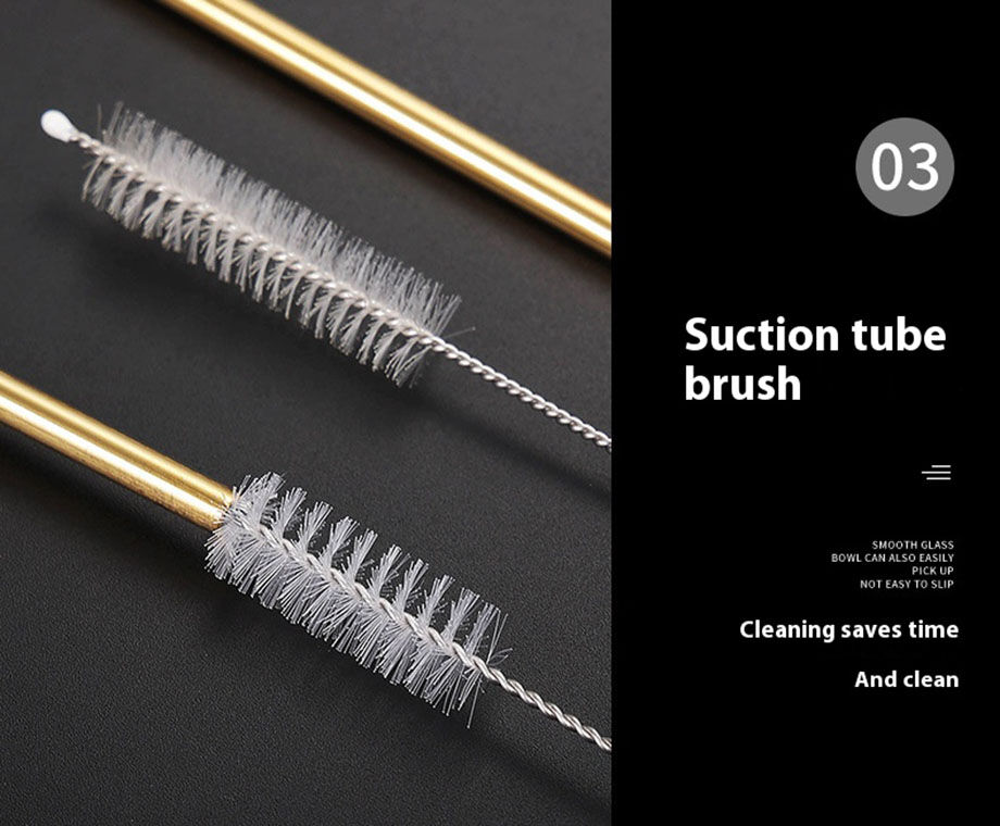 Buy China Wholesale 304 Stainless Steel Straw Set Gold-plated Color ...