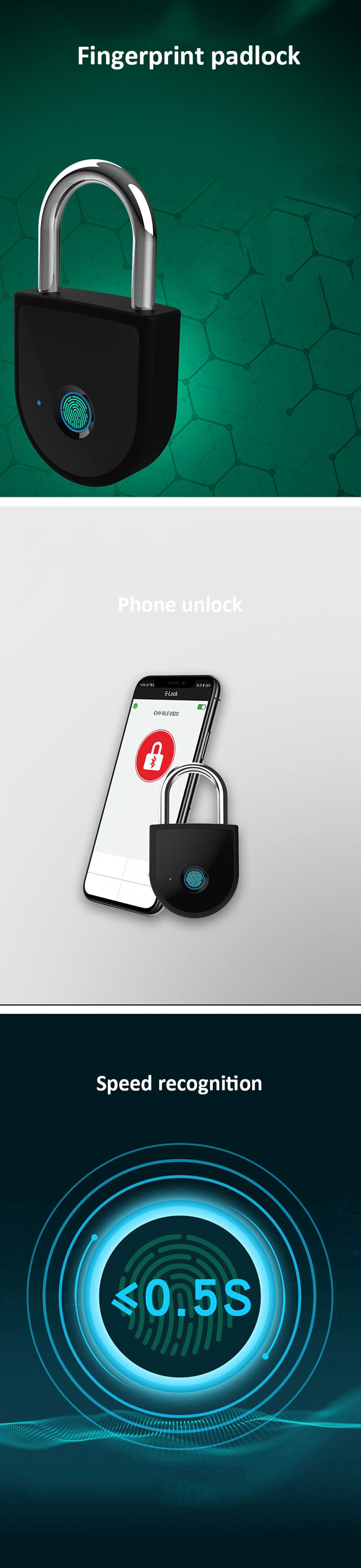 Newest Fingerprint Padlock Smart Small Lock Dormitory Cabinet Lock ...