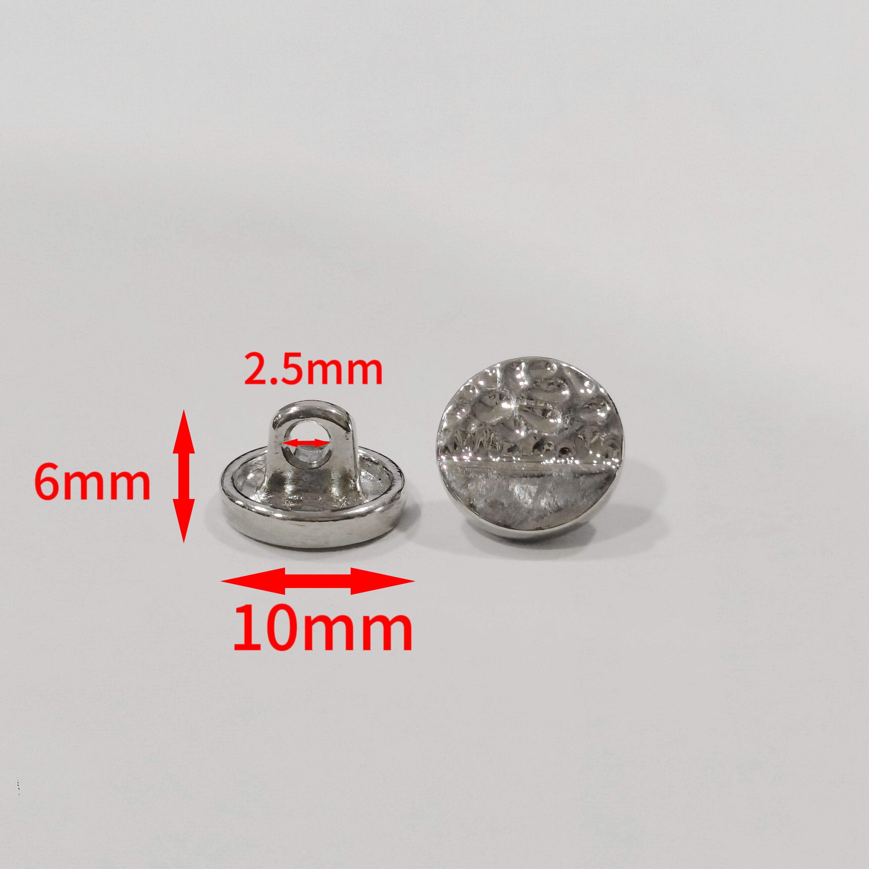 10mm Shiny Silver Metal Flat Button Alloy Shank Button Round Shaped ...