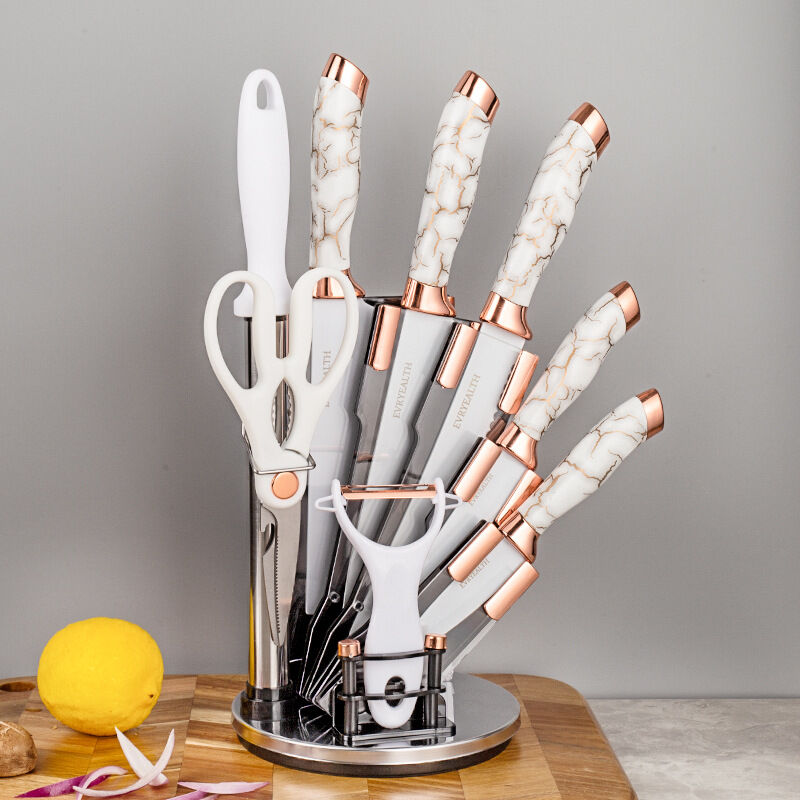 Cross Border Amazon Double Electroplated Head Knife Set 9-piece Acrylic ...