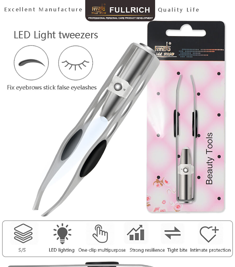Led Light Stainless Steel Eyebrow Beauty Tweezers For Men And Women ...