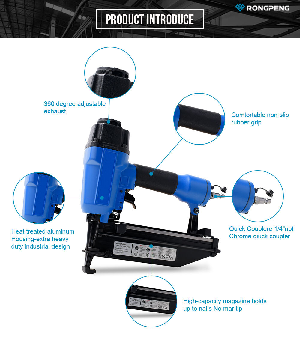 Air Finish Nailer Heavy Duty Industrial Pneumatic Nail Tool For Hard ...