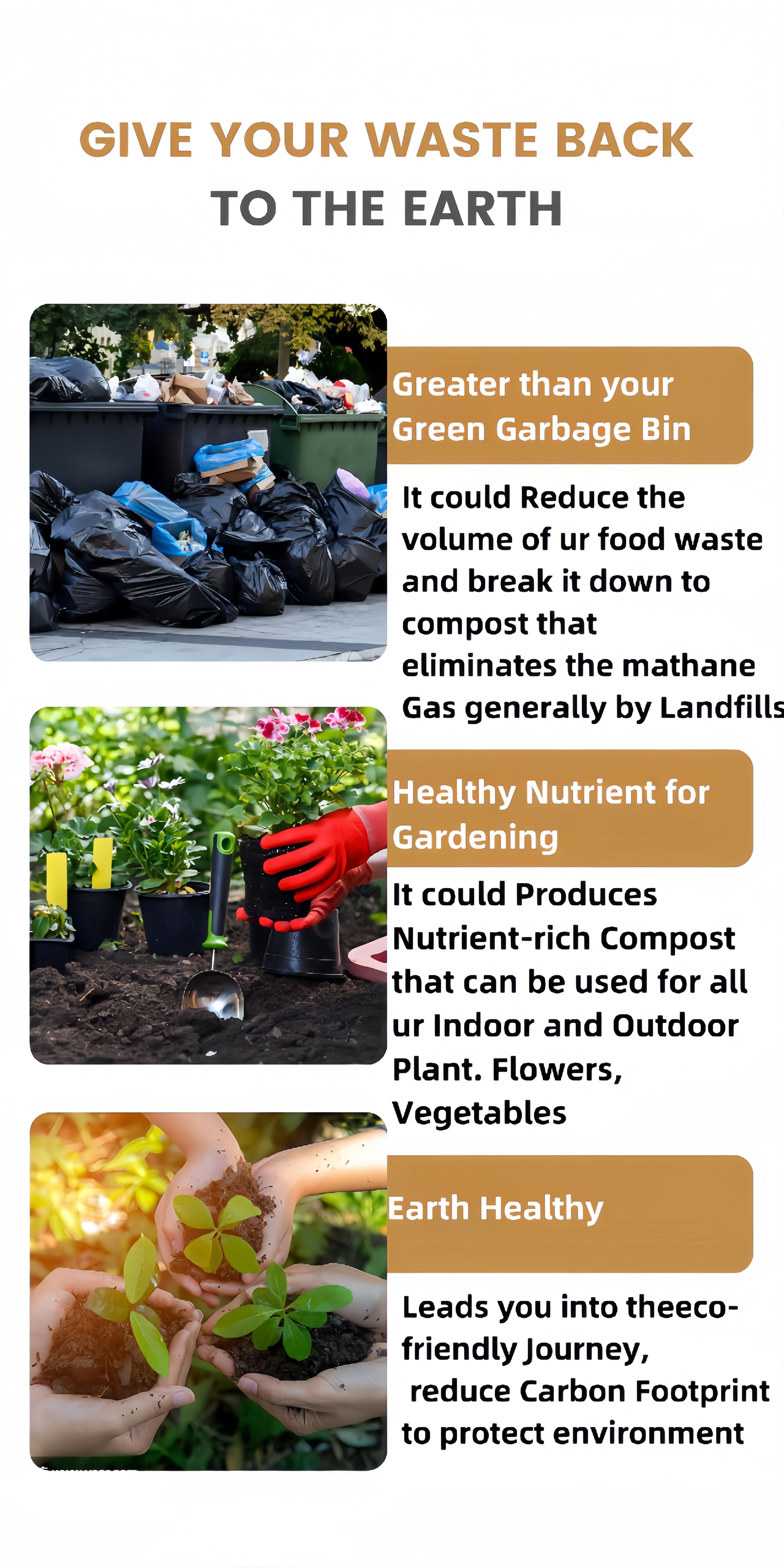 Electric Waste Kitchen Composter For Kitchen Indoor Smart Auto Garbage ...