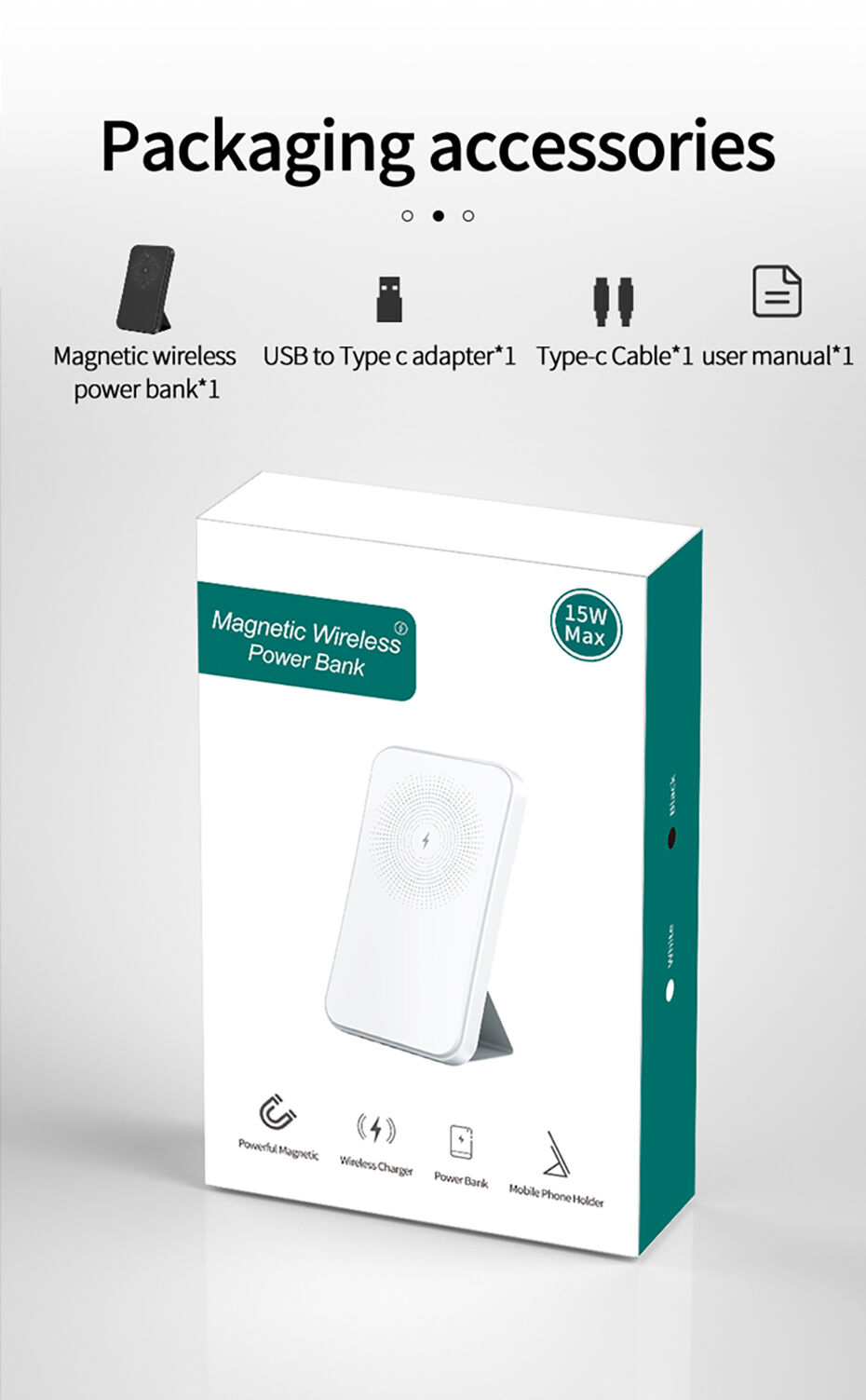 Wholesale D90 Magnetic Wireless Charger With Power Bank 15w Fast ...