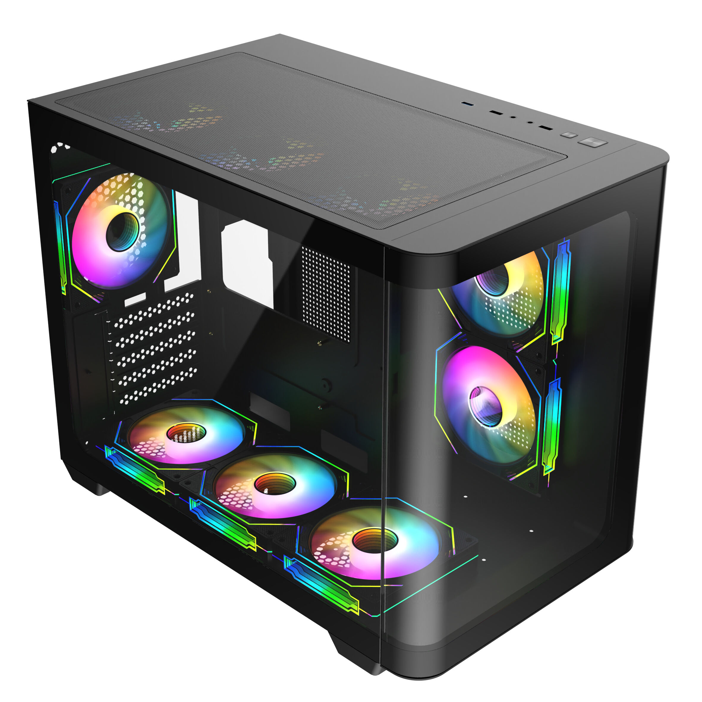 Manufacturer New Design Curved Tempered Glass Pc Case Argb Fans Gamer ...