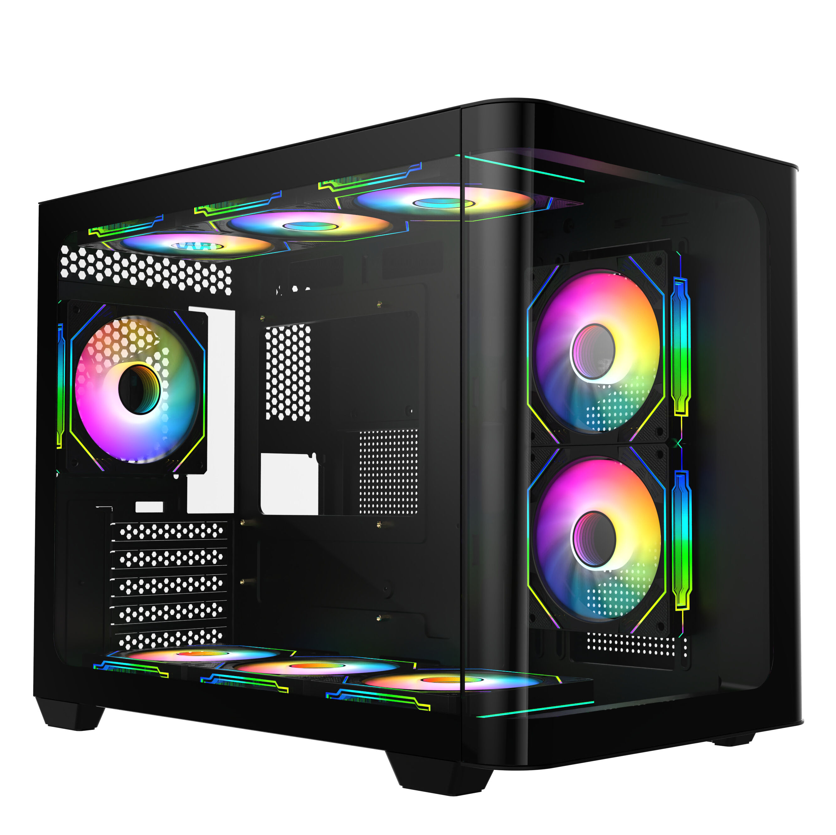 Manufacturer New Design Curved Tempered Glass Pc Case Argb Fans Gamer ...