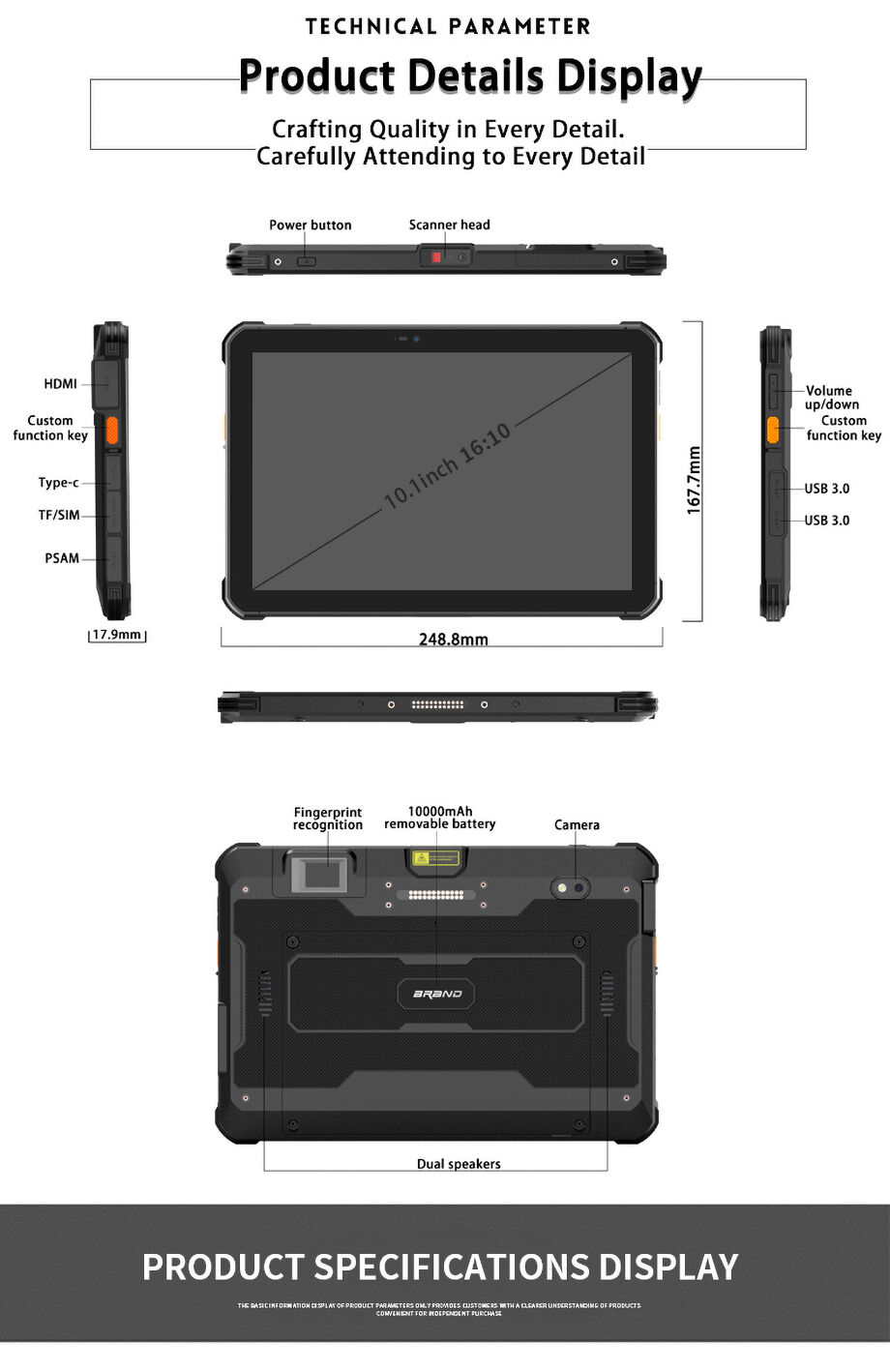 Bulk Buy China Wholesale 10.1inch Android 13 Biometric Rugged Tablet Pc ...