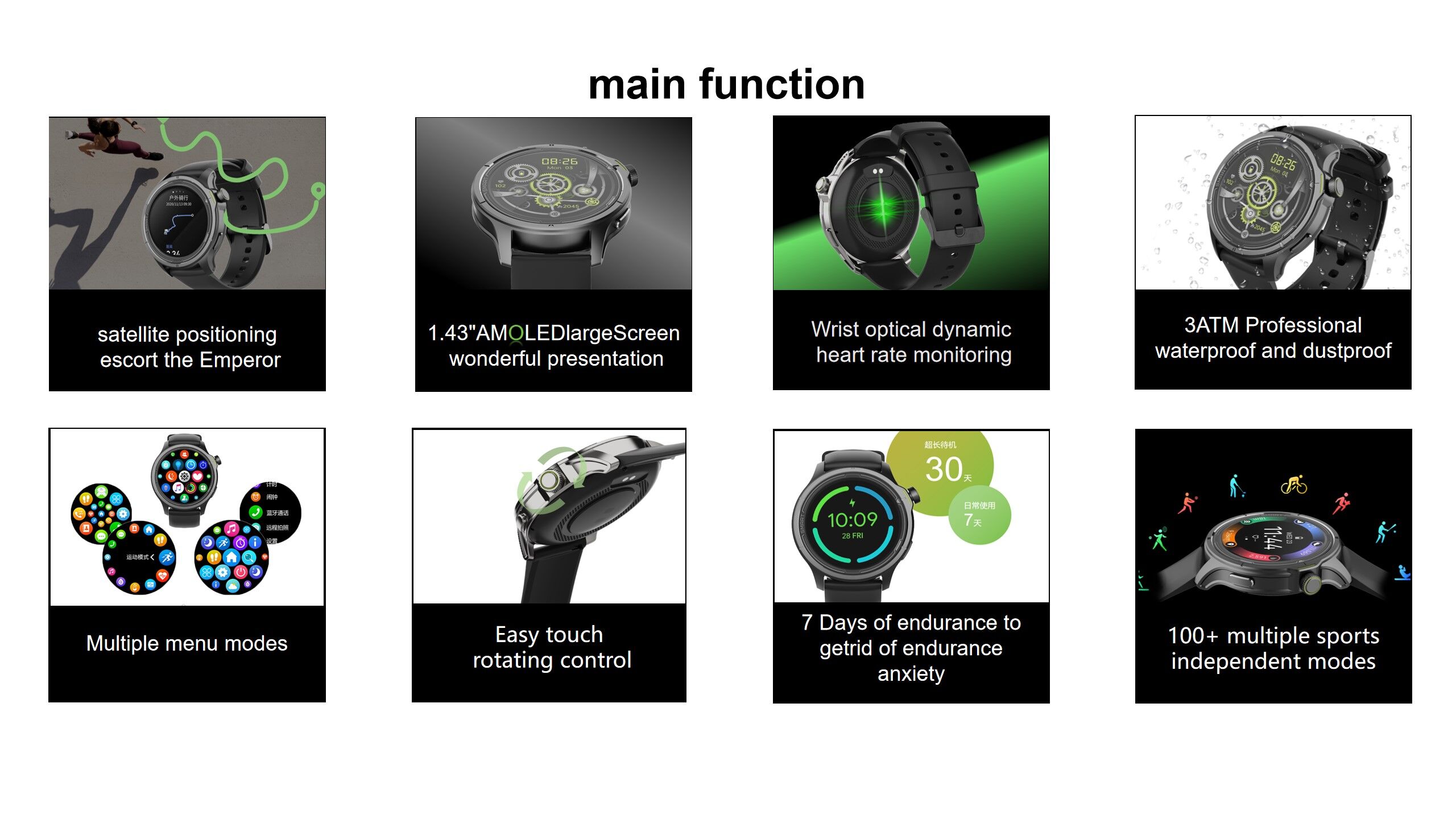 Custom Logo Amoled Display Sport Smart Watches In Stock 5atm Waterproof ...