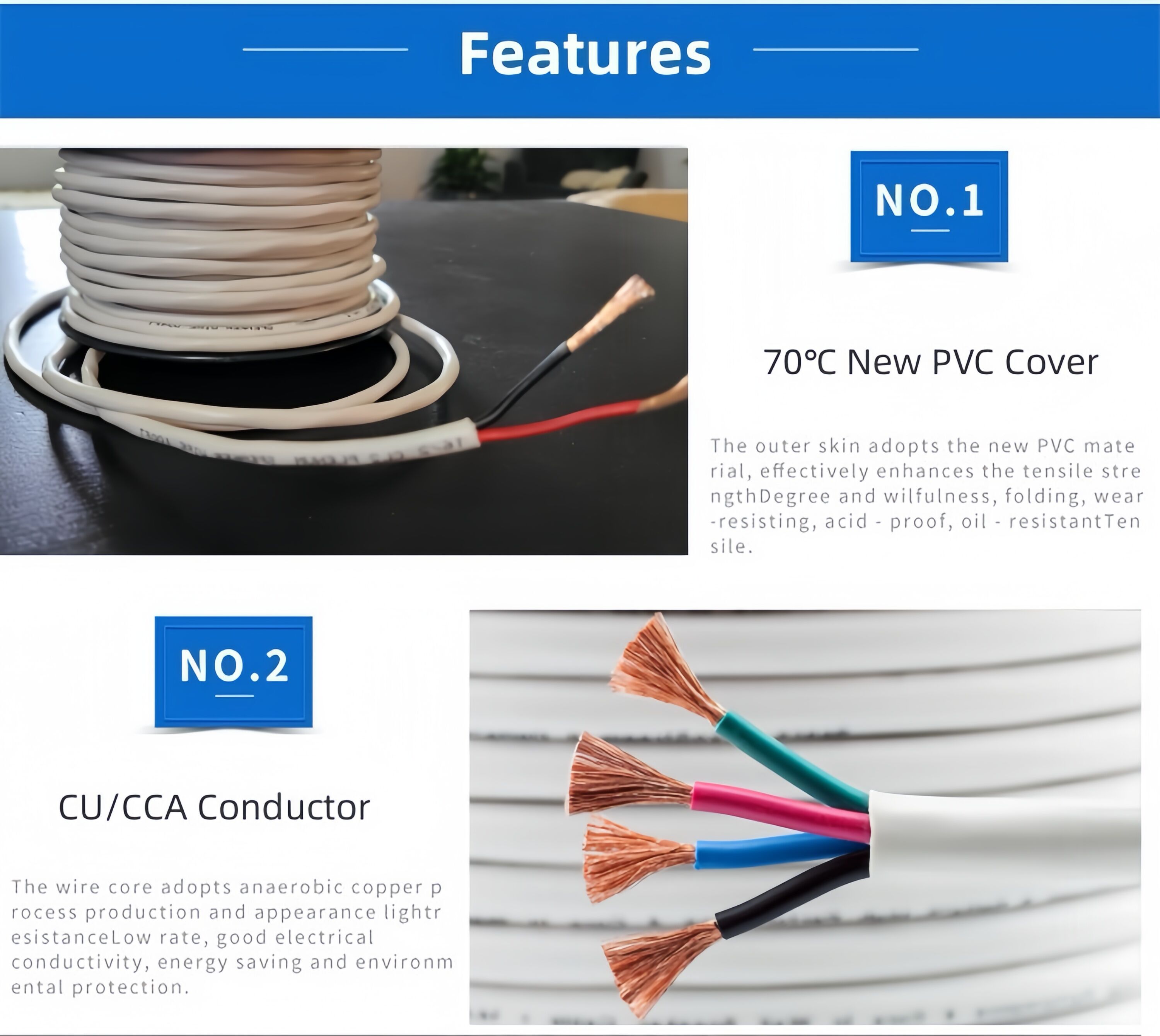 4 Core In Wall Round Speaker Wire Ofc Copper Oem Available Electric ...